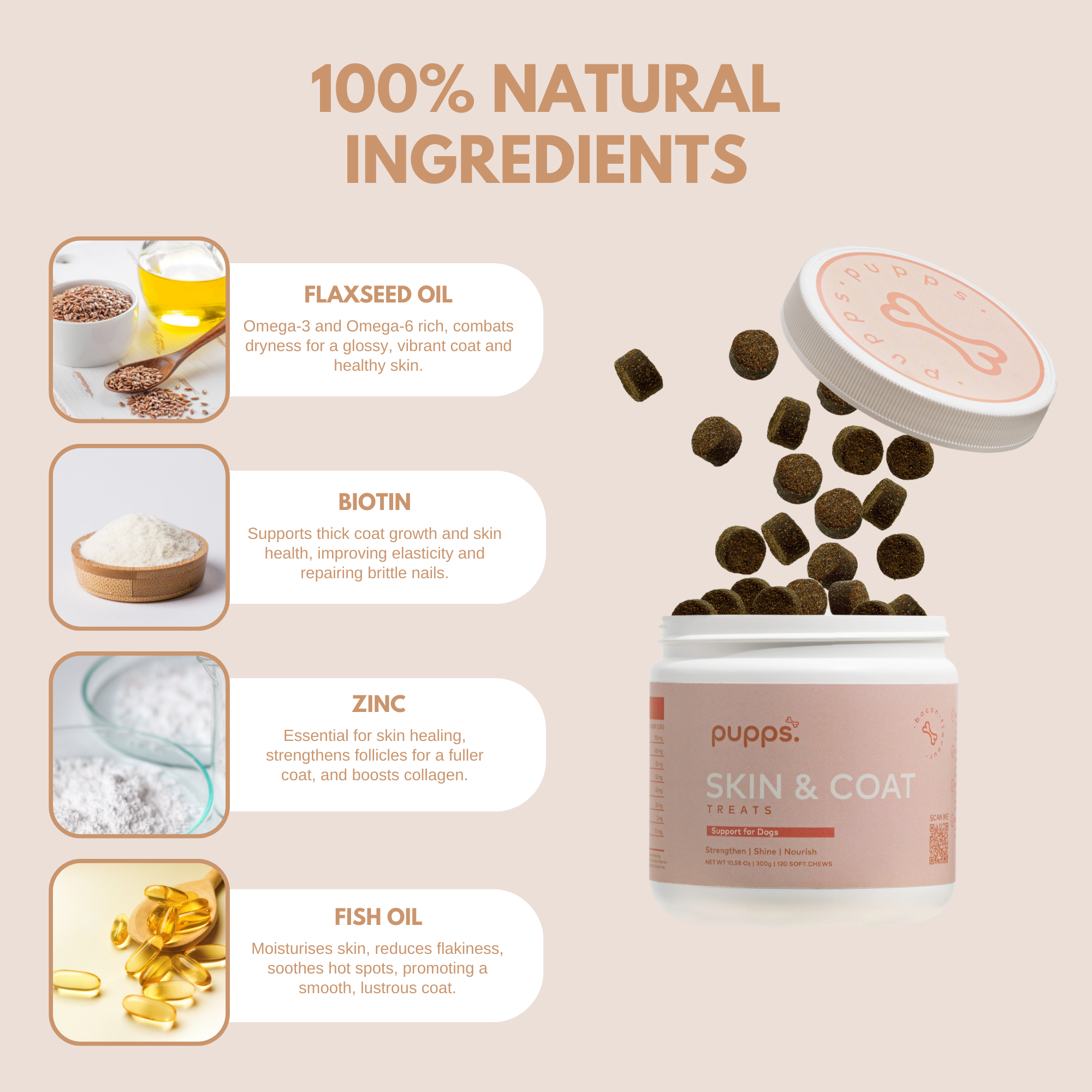 Dog Skin & Coat Treats | Vet Approved Supplement for Skin & Shiny Coat ...